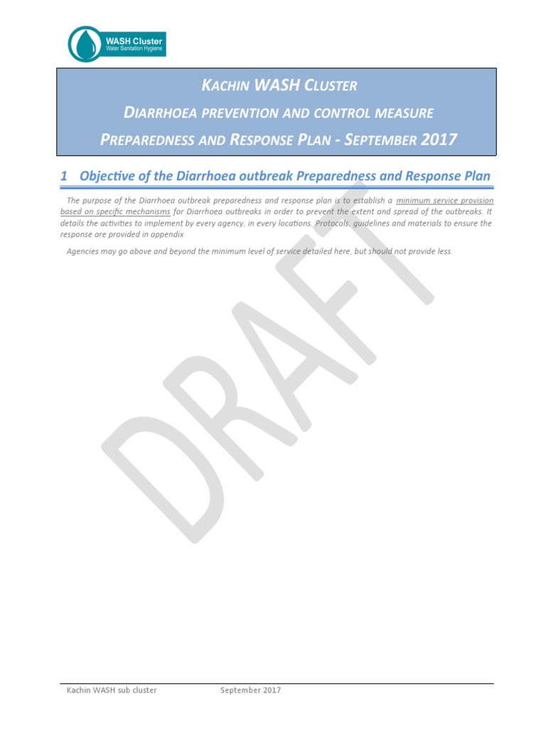 Draft Kachin WASH Cluster - AWD Preparedness and Response Plan - Sep ...
