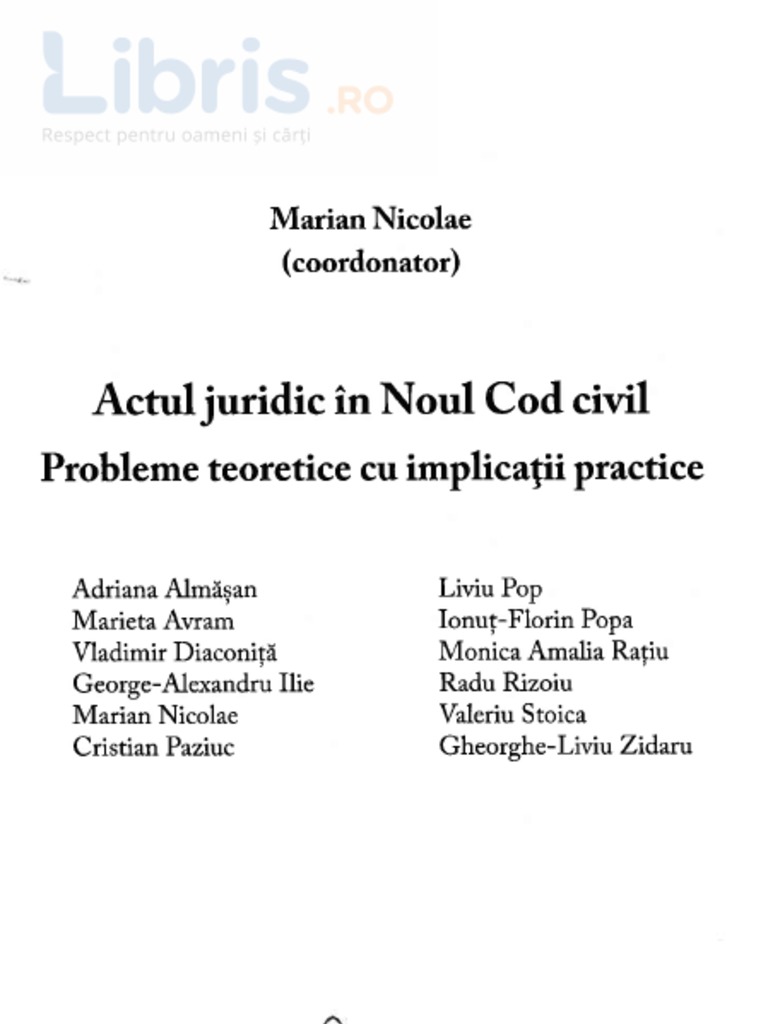 Actul Juridic in Noul Cod Civil - Marian Nicolae | PDF