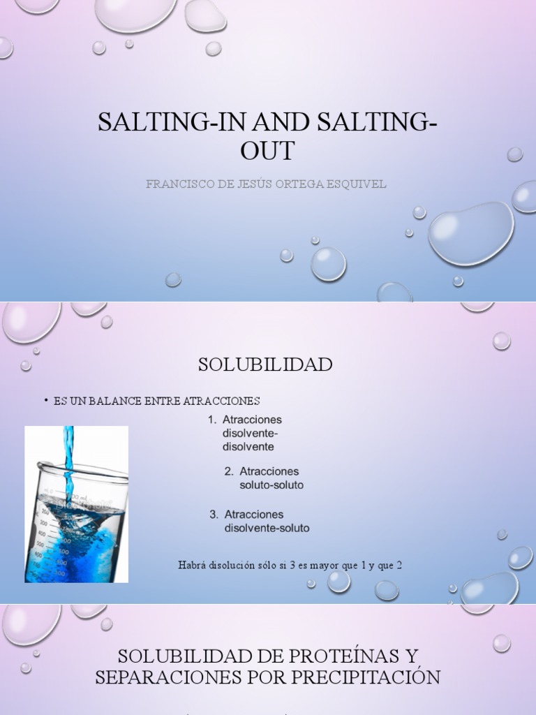 Efectos de Salting In y Salting Out | PDF | Cocina, comidas y vino