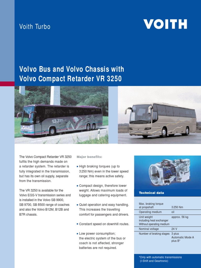 Volvo Bus and Volvo Chassis With Volvo Compact Retarder VR 3250 | PDF ...