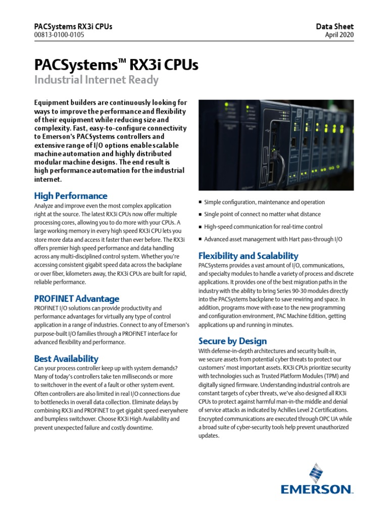 Pacsystems Rx3I Cpus: Industrial Internet Ready | PDF | Central ...