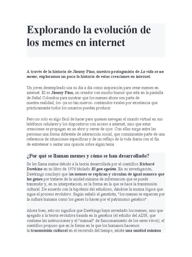 Explorando La Evolución de Los Memes en Internet | PDF | Meme | Evolución
