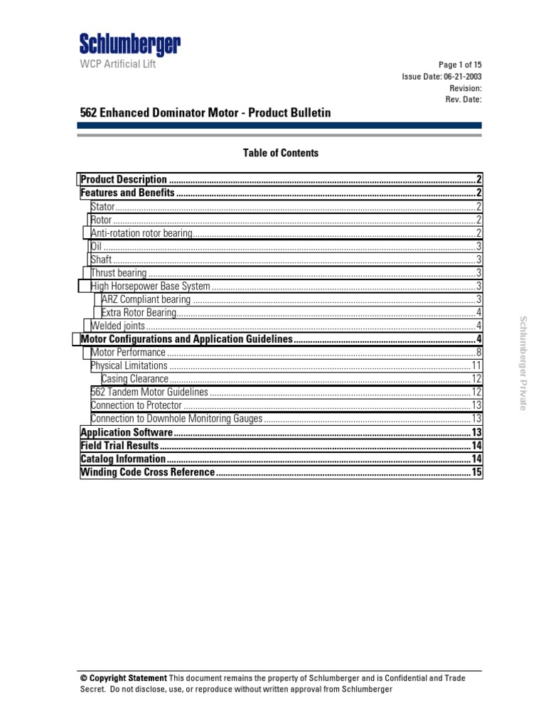 SLB Enhanced Dominator Motor - Product Bulletin | PDF | Home & Garden ...