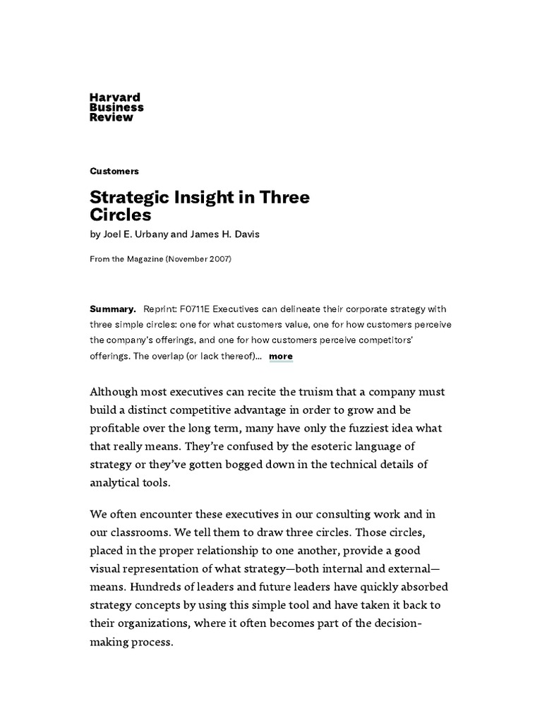 Strategic Insight in Three Circles | PDF | Strategic Management | Human ...