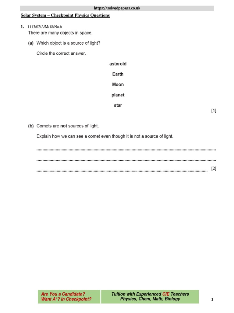 Solar System CheckPoint | PDF | Natural Sciences | Nature