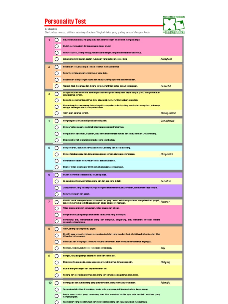 Personality Test | PDF