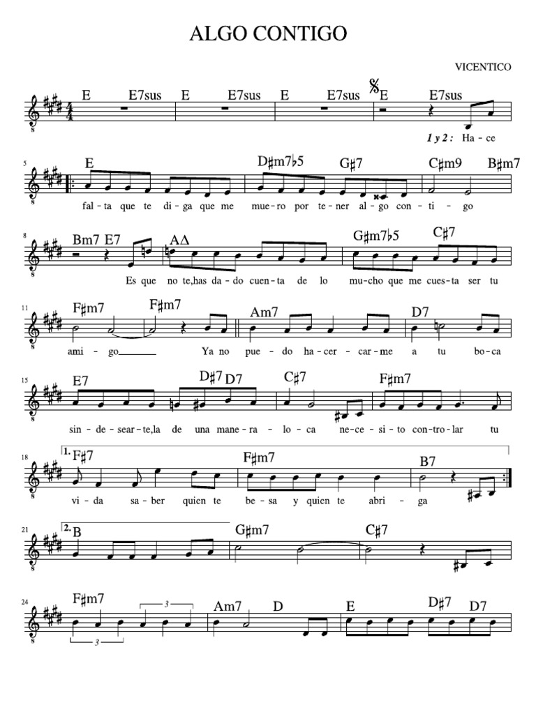 Algo Contigo, E, Musescore, Vicentico | PDF