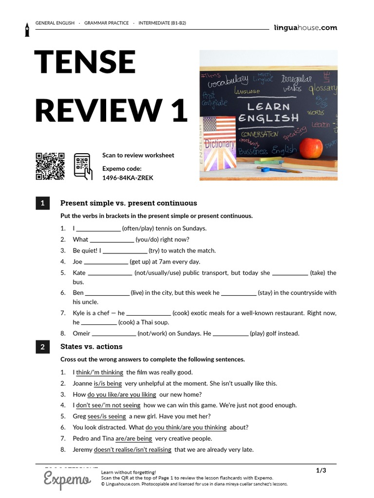 Tense Review 1 British English Teacher Ver2 BW | PDF | Grammar | Language Mechanics