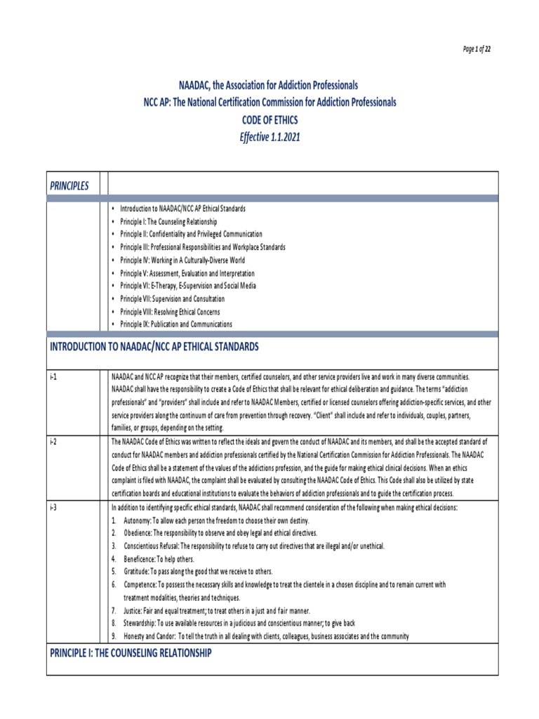 Naadac Code of Ethics 112021 | PDF | Confidentiality | Informed Consent