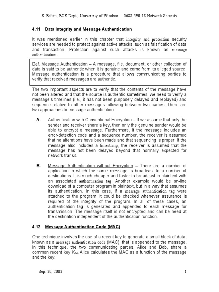 4.11 Data Integrity and Message Authentication | PDF | Cryptography ...
