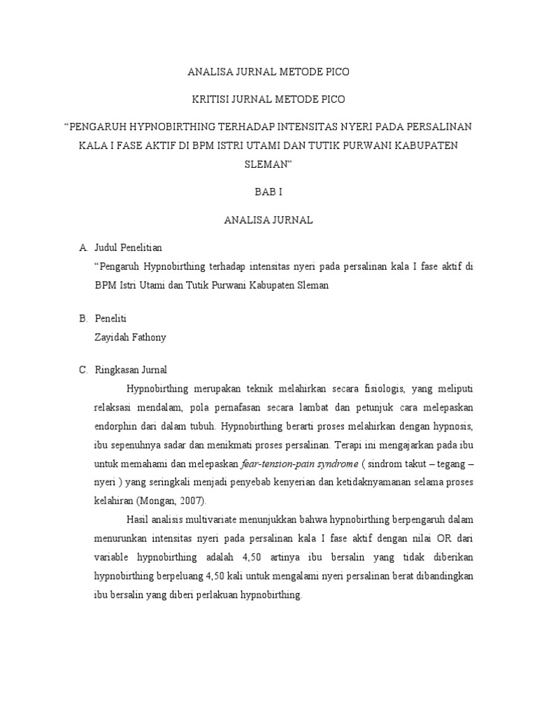 Analisis Jurnal Metode Pico | PDF