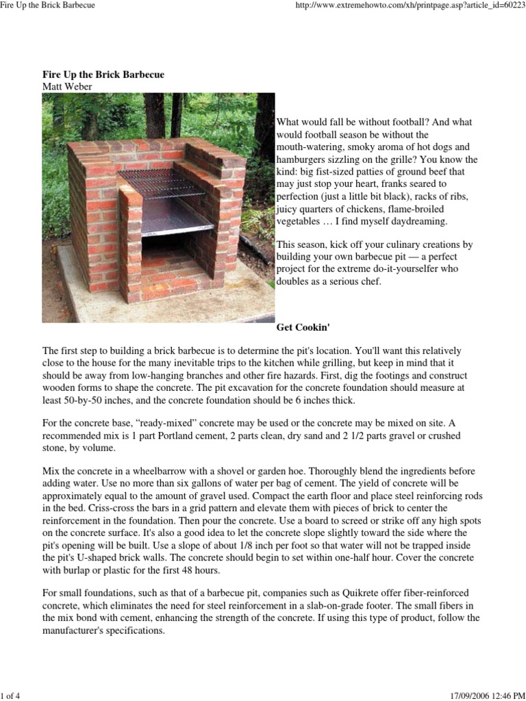 Build Your Own Brick Barbecue Pit | PDF | Brick | Concrete