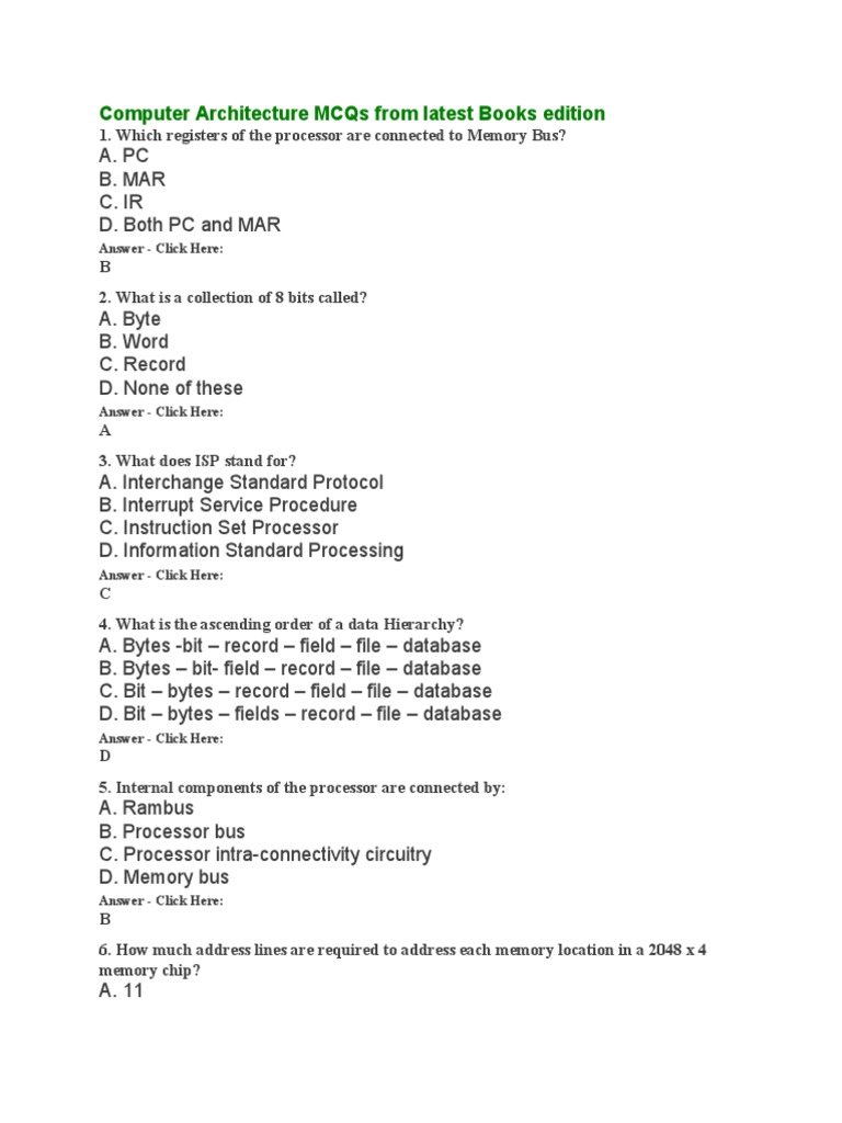 Computer Architecture MCQs From Latest Books Edition | PDF | Central ...
