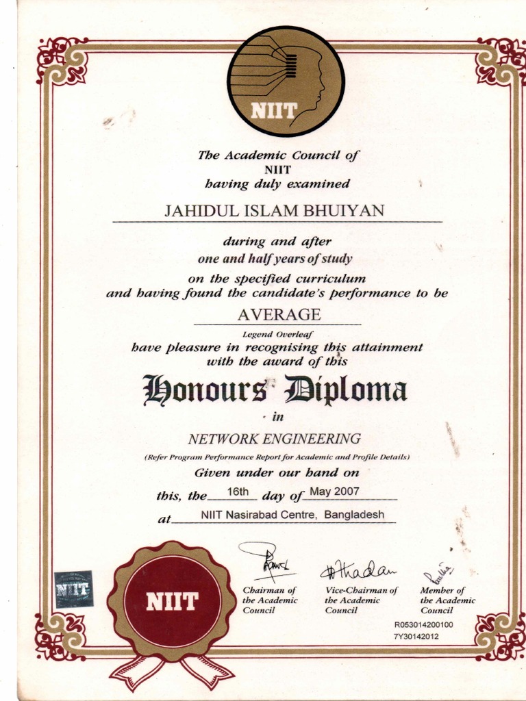 NIIT Certificate | PDF