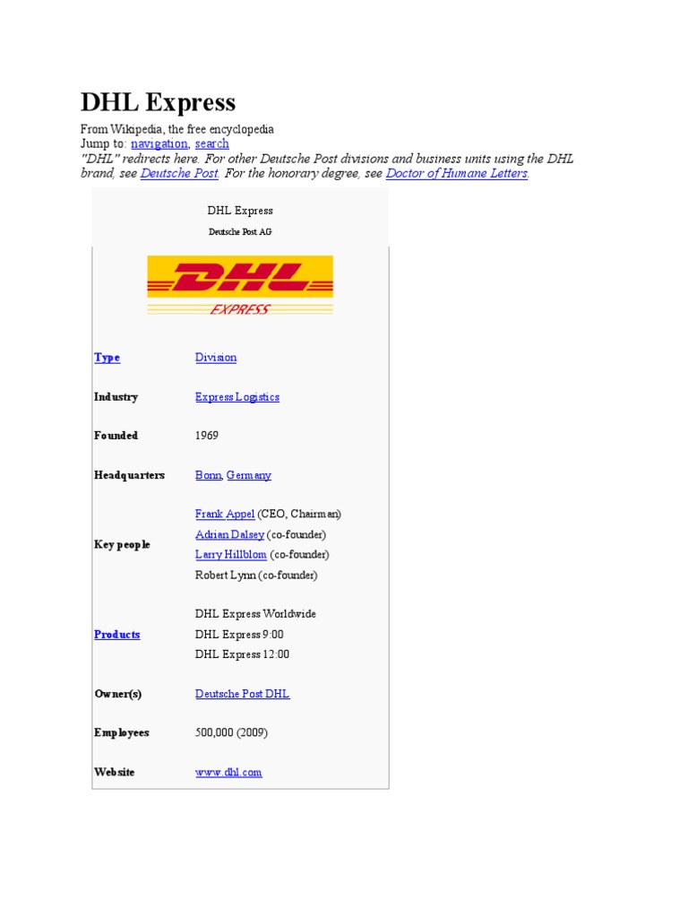 DHL Express | Download Free PDF | United Parcel Service | Innovation