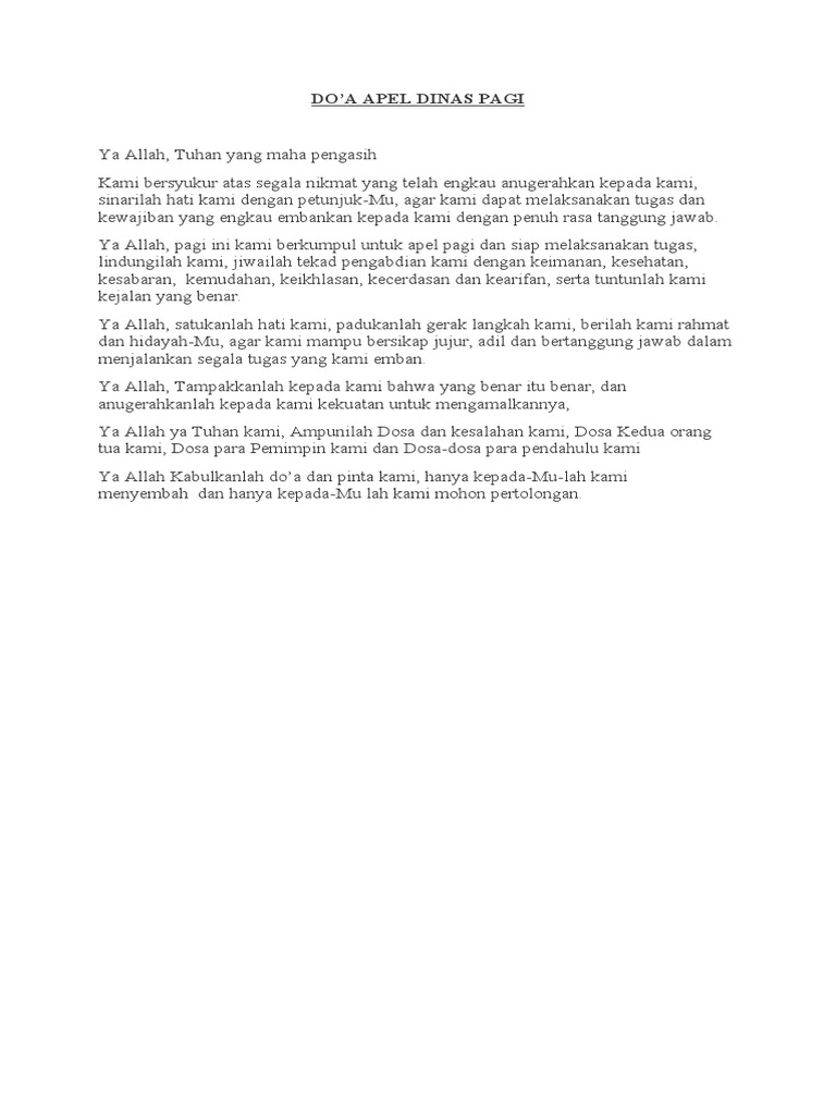 Doa Apel Pagi | PDF
