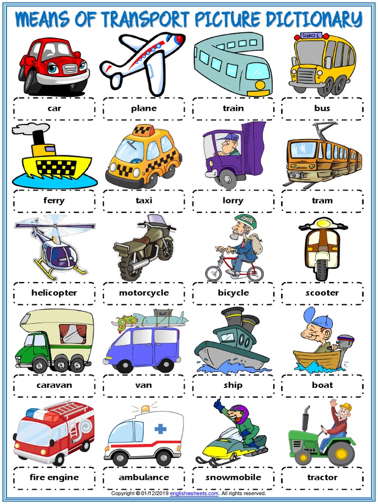 Means of Transport Vocabulary | PDF