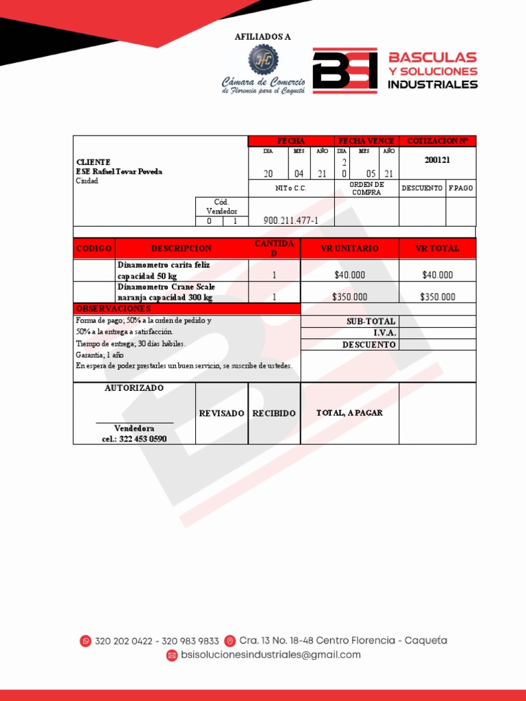 Modelo de Cotizacion Vendedora | PDF | Business