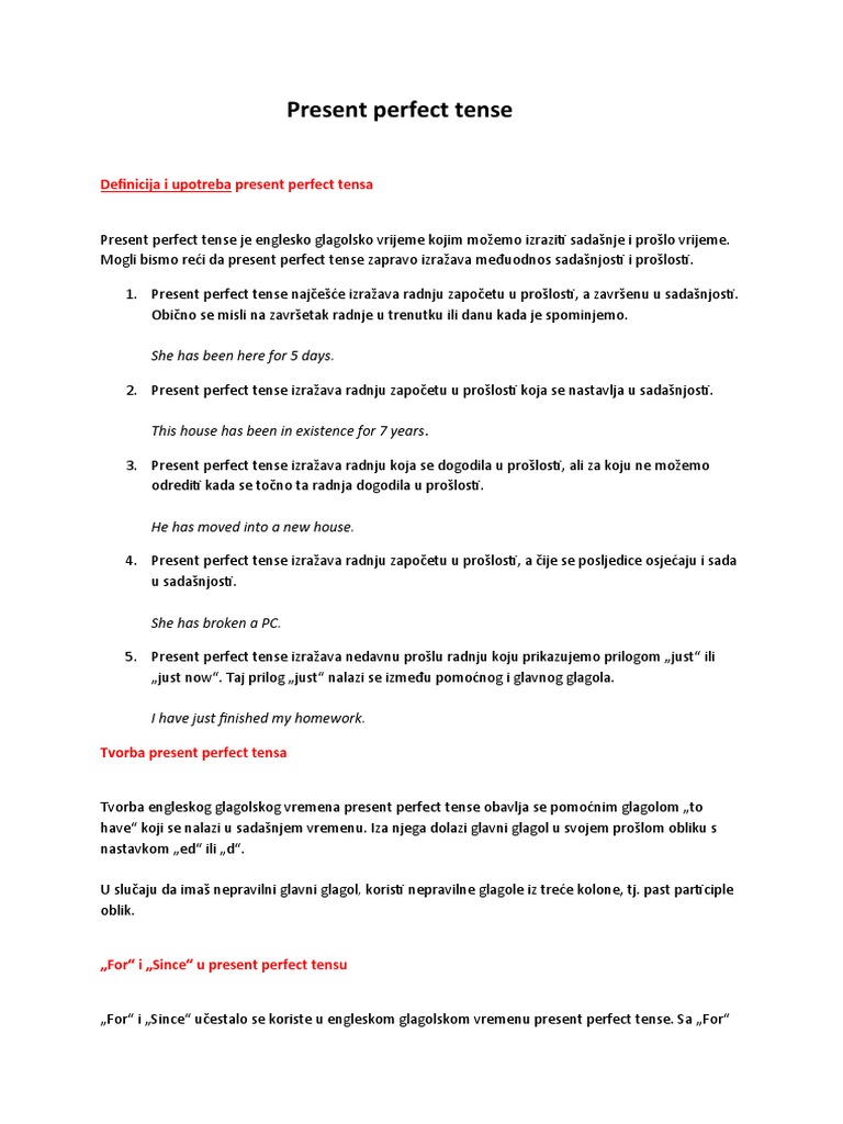 Present Perfect Tense | PDF