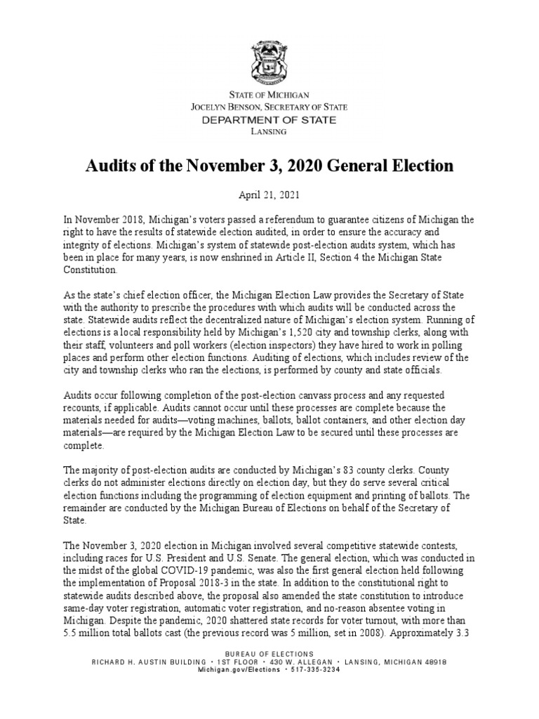 BOE 2020 Post Election Audit Report | Download Free PDF | Elections ...