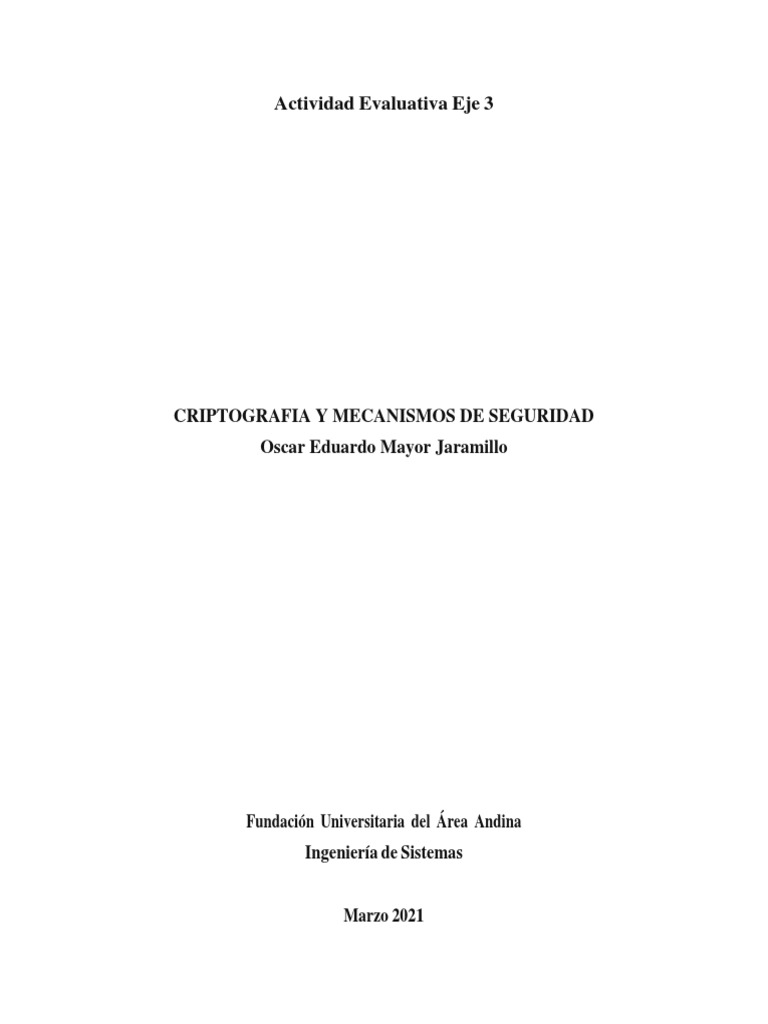 Actividad Evaluativa Eje 3 Criptografia | PDF | Informática