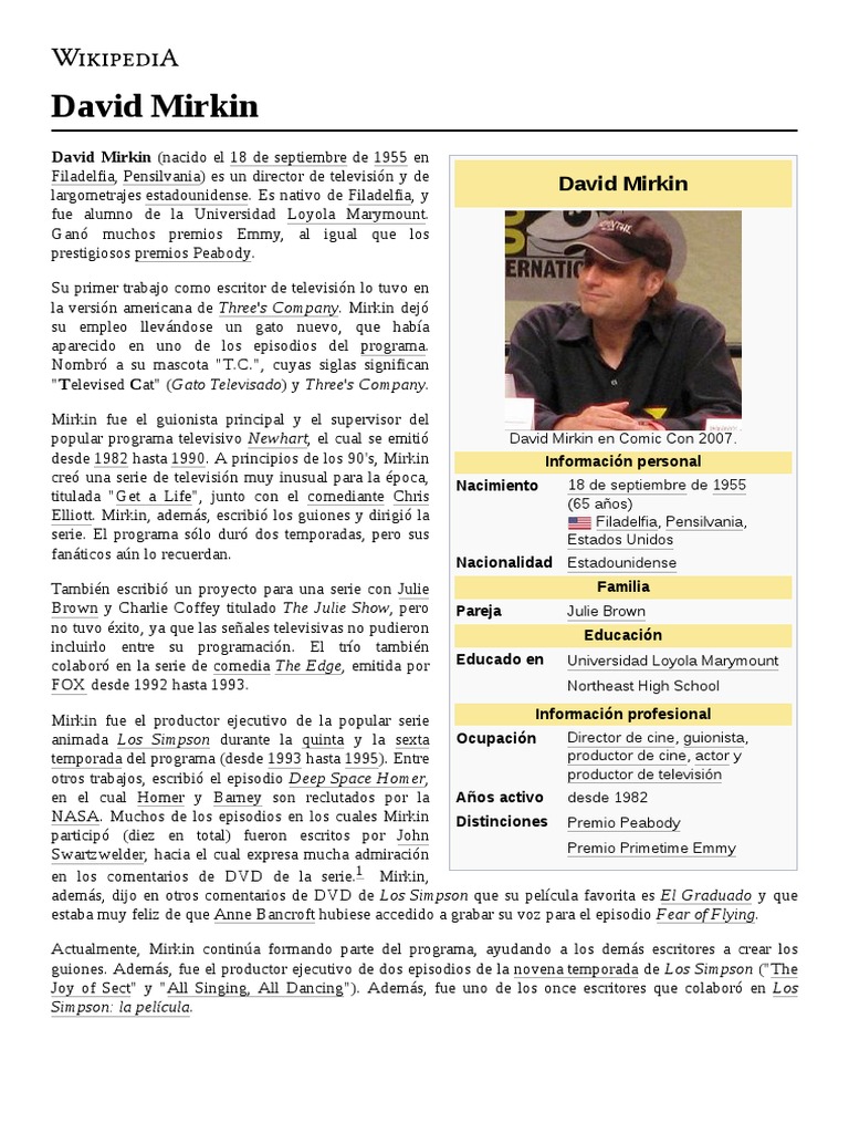 David Mirkin | PDF | Entretenimiento (general) | Televisión