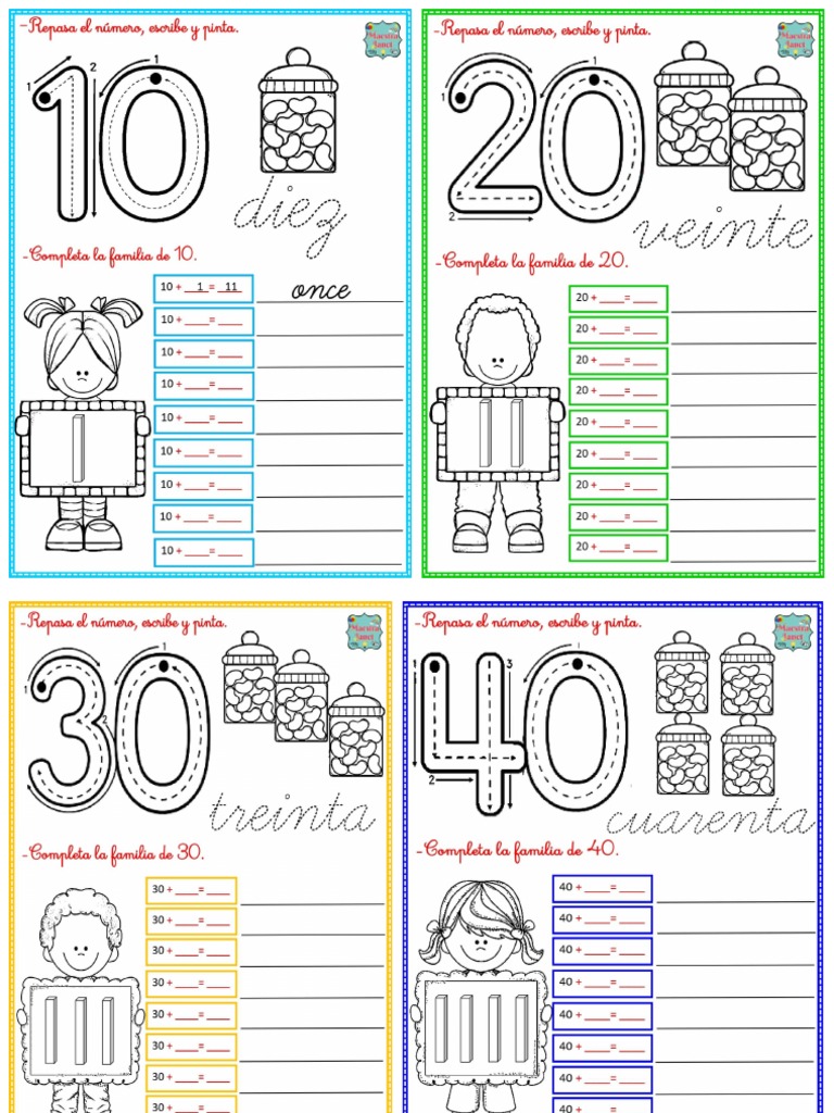 Numeros Decenas 10 20 30 40 50 | PDF