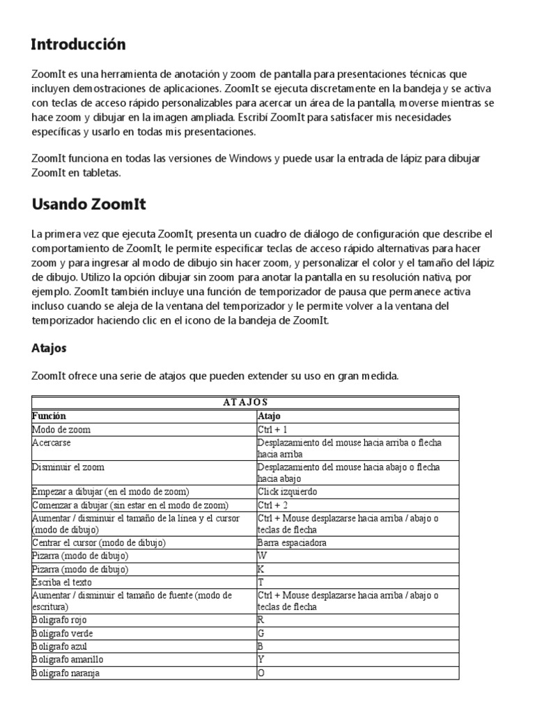 Guía de uso de ZoomIt en Windows | PDF | Ventana (informática) | Dibujo