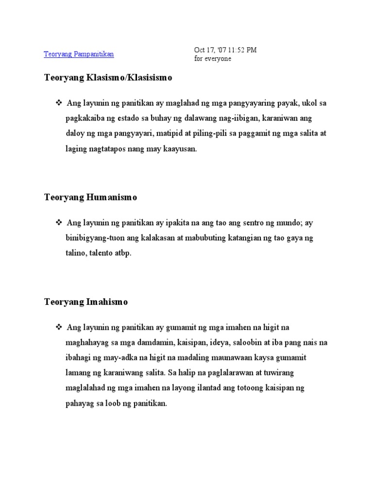 Teoryang Klasismo/Klasisismo | PDF