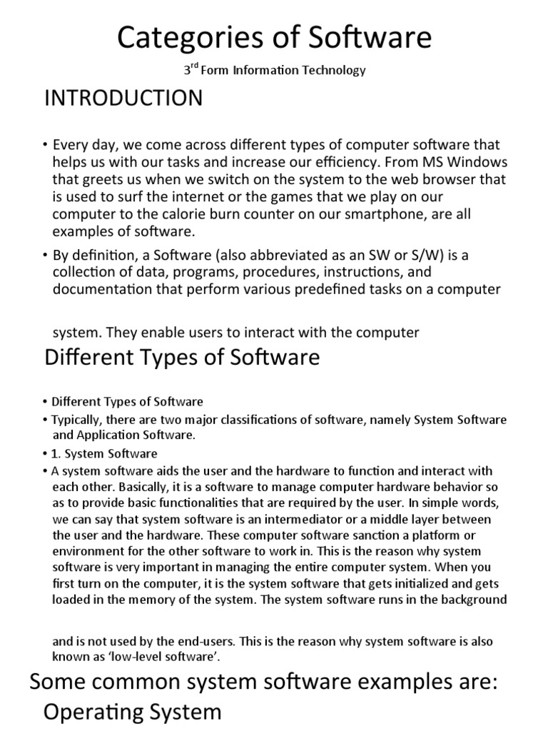 Categories of Software | PDF | Device Driver | Operating System