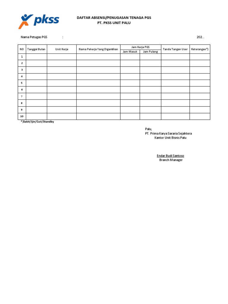 Daftar Absensi PKSS | PDF