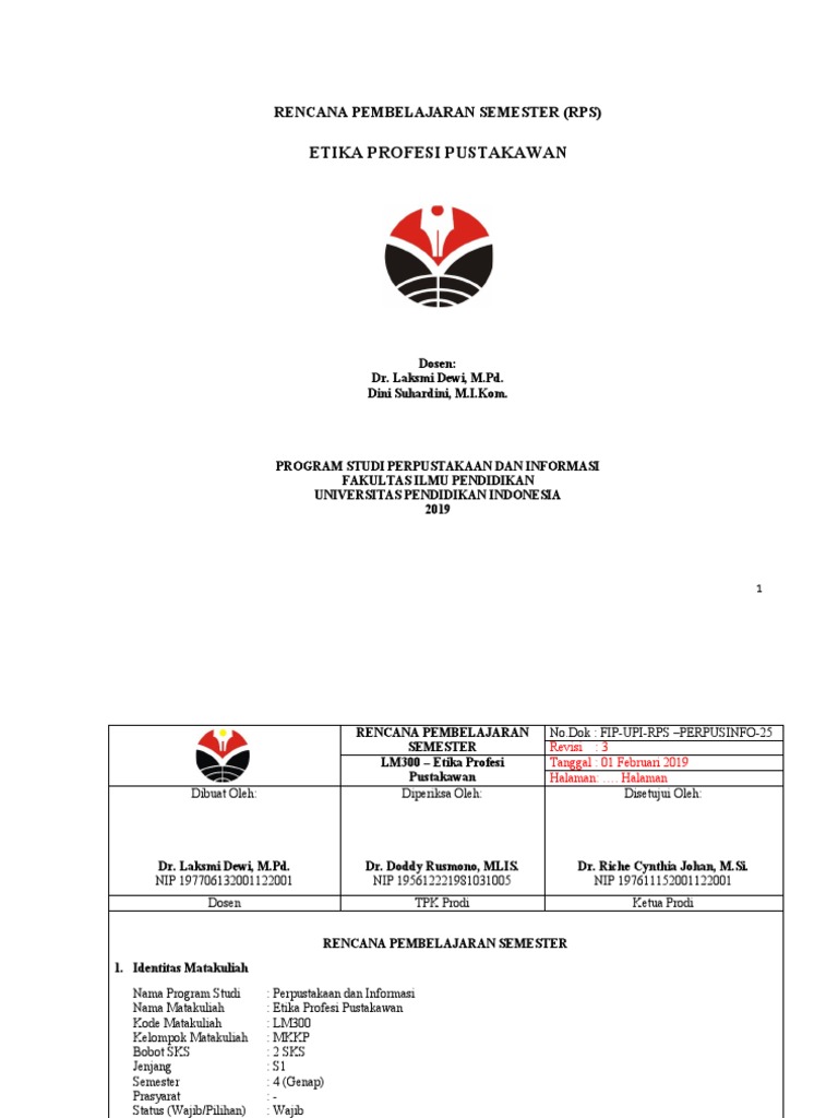 25-LM300-RPS - Etika Profesi Pustakawan - 2019 Amie | PDF