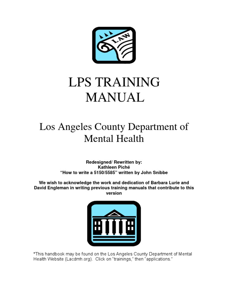 LPS Act Training Manual Overview | PDF | Mental Disorder | Mental Health