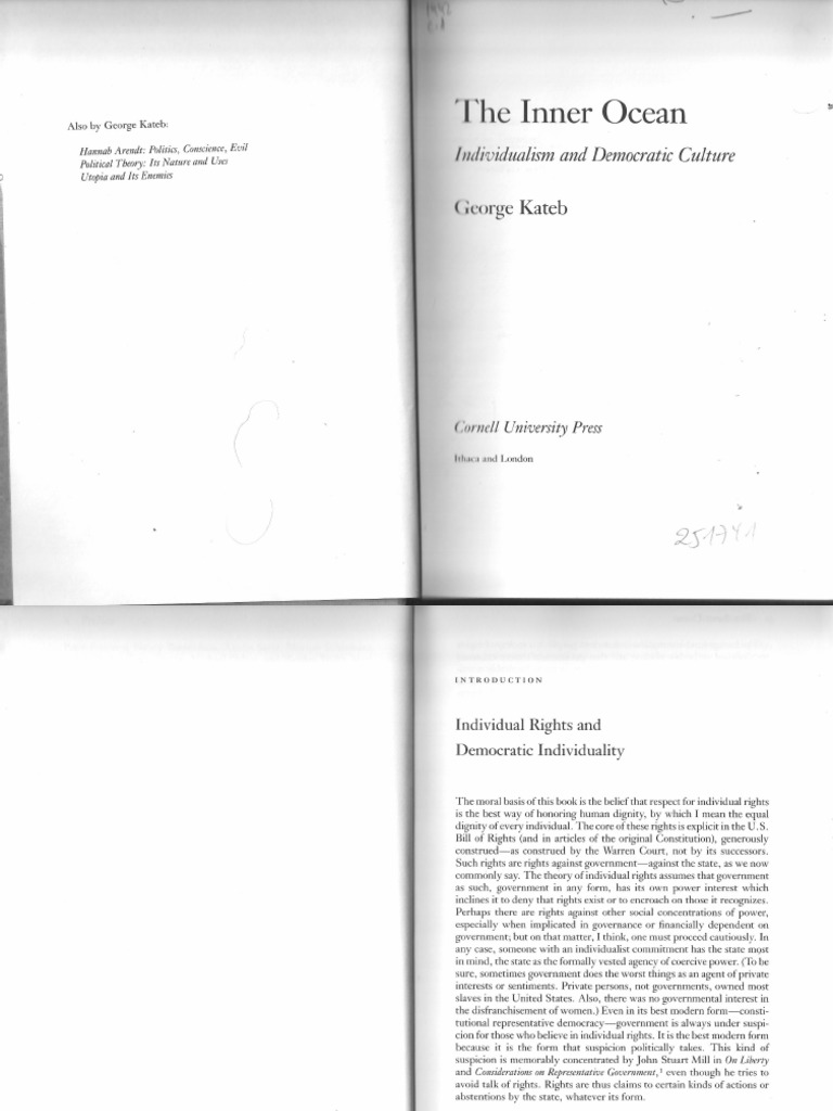 George Kateb - The Inner Ocean (Introduction) | PDF | John Rawls | Rights