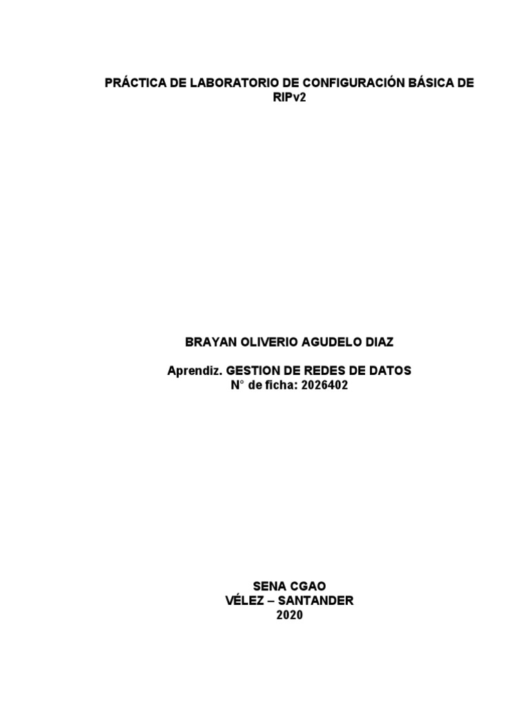 Práctica de Laboratorio de Configuración Básica de Ripv2 | PDF ...