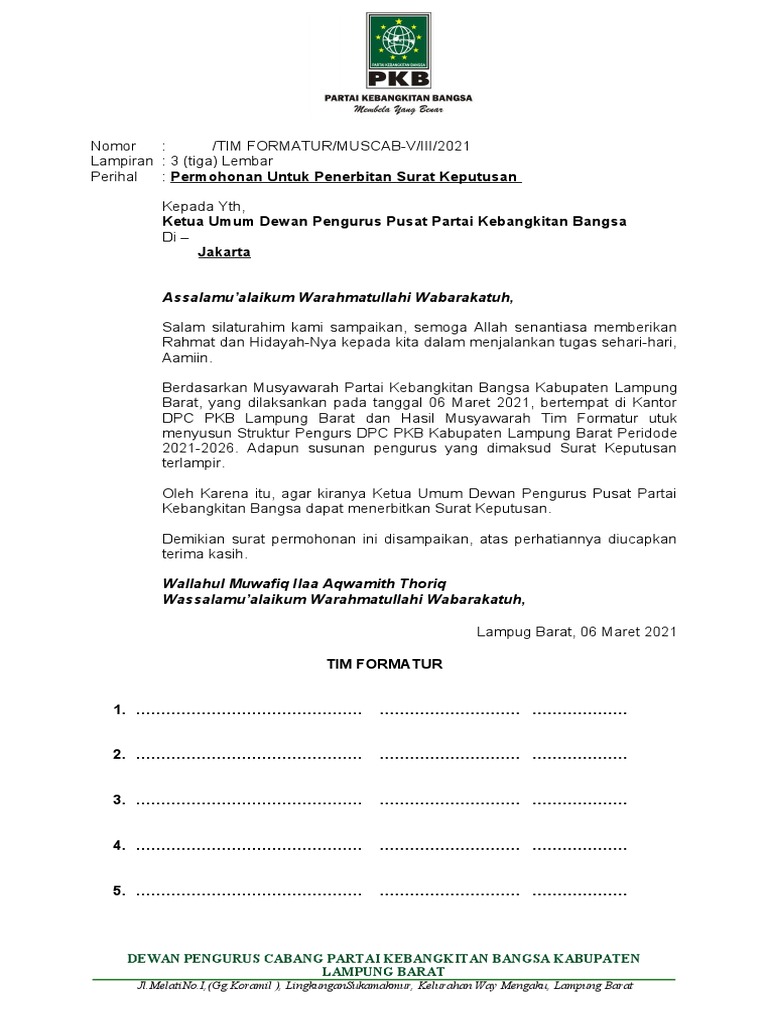 Surat Permohonan SK DPC | PDF