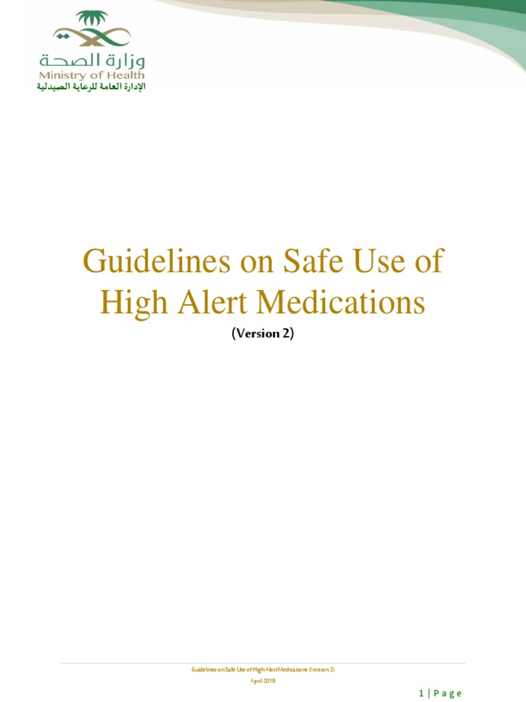 Guidelines On Safe Use of High Alert Medications (Version 2 April 2019 ...