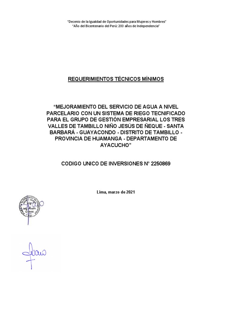 EE - Tt. Obra Tres Valles de Tambillo | PDF | Riego | Agricultura