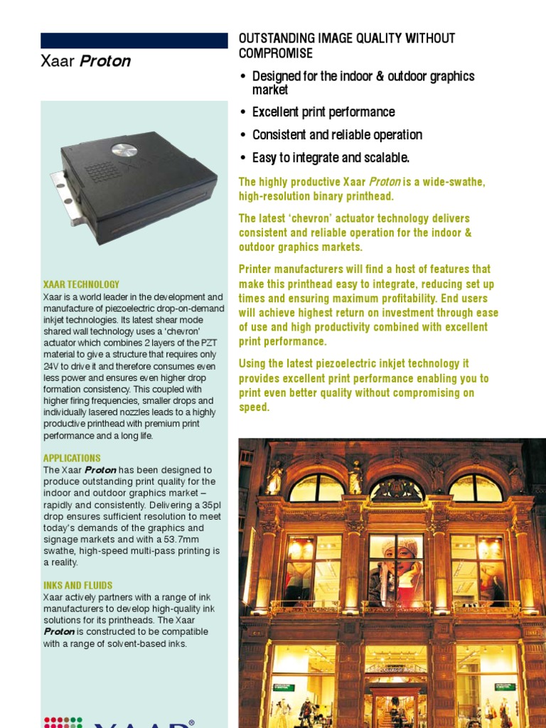 Xaar Proton Printhead Overview | PDF | Printer (Computing) | Electrical ...