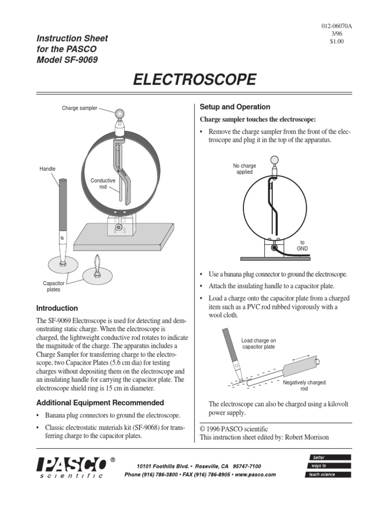 Electroscope Manual SF 9069 | PDF | Electrostatics | Capacitor