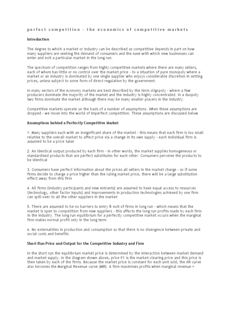 Perfect Competition | PDF | Perfect Competition | Profit (Economics)