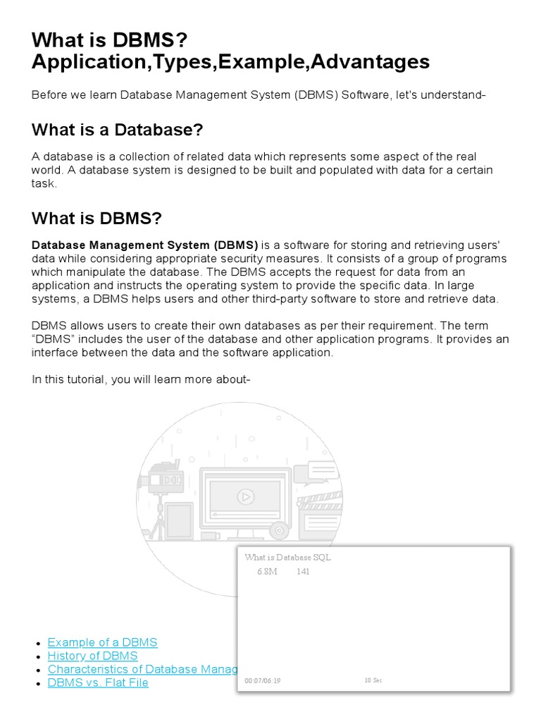 What Is DBMS - Application, Types, Example, Advantages | PDF ...