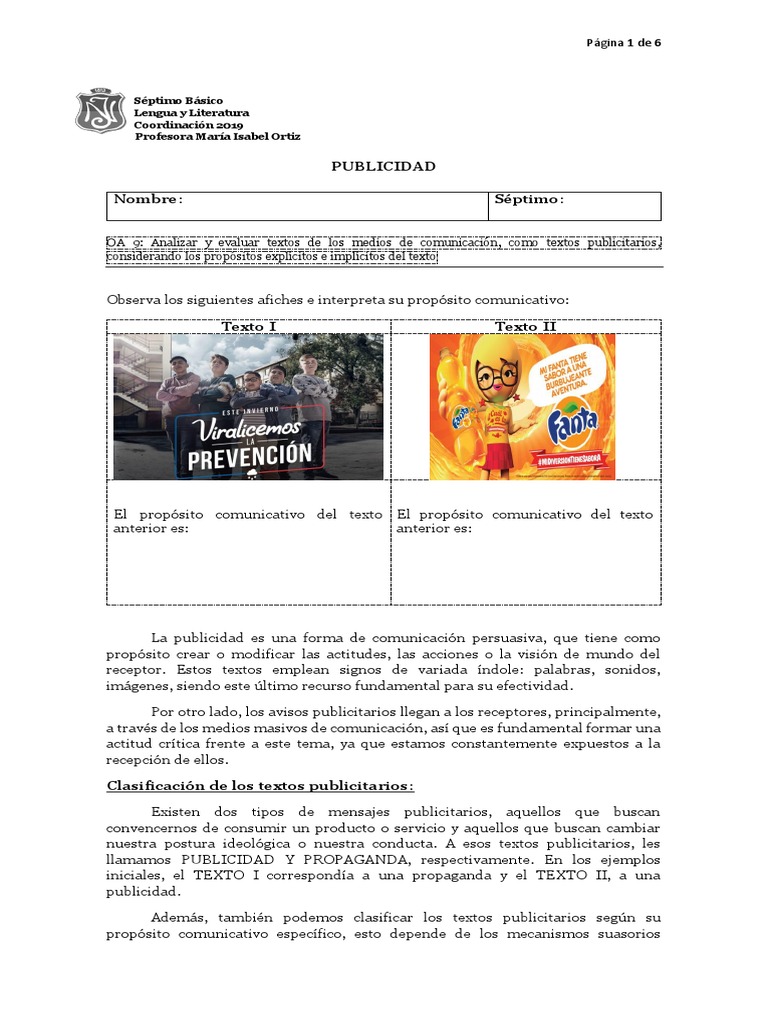 7 Lenguaje Guía La Publicidad Unidad 4 | PDF | Publicidad | Póster