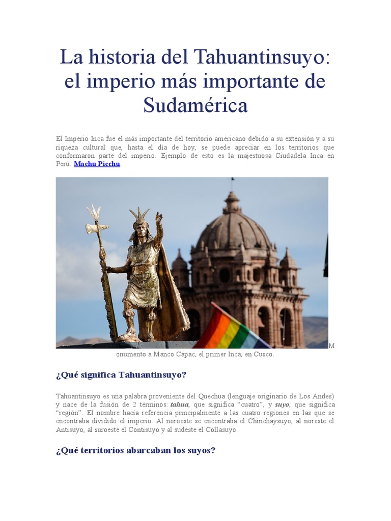 La Historia Del Tahuantinsuyo | PDF | Imperio Inca | América del Sur