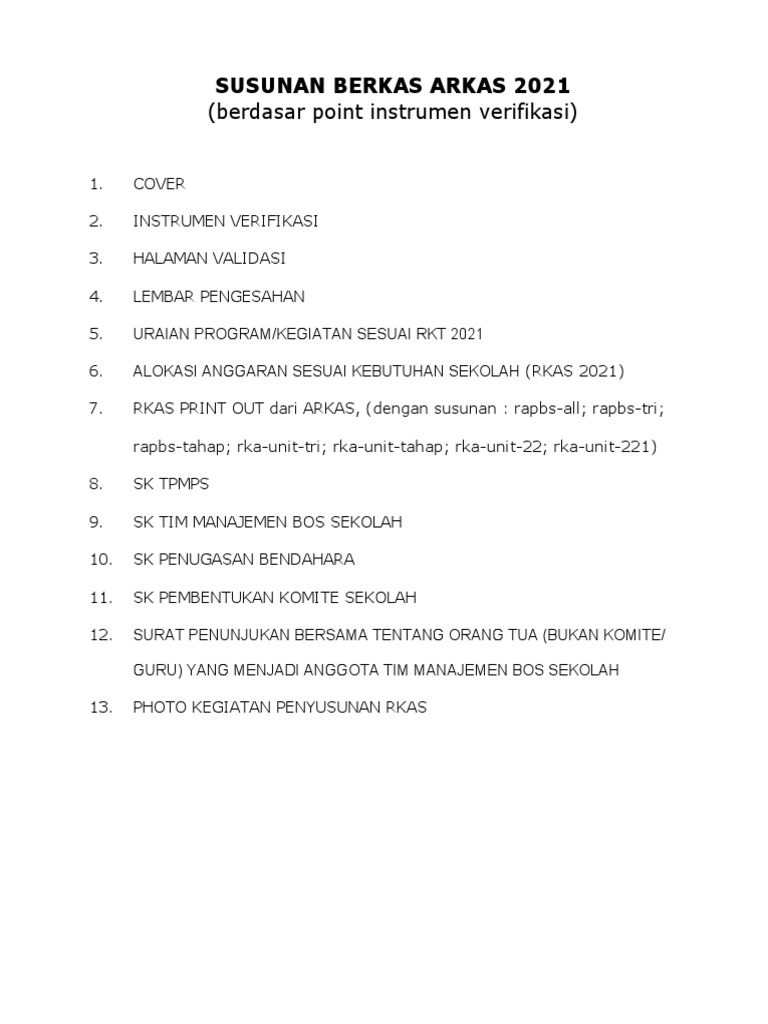 Susunan Berkas Arkas-2021 | PDF | Bisnis | Komputer
