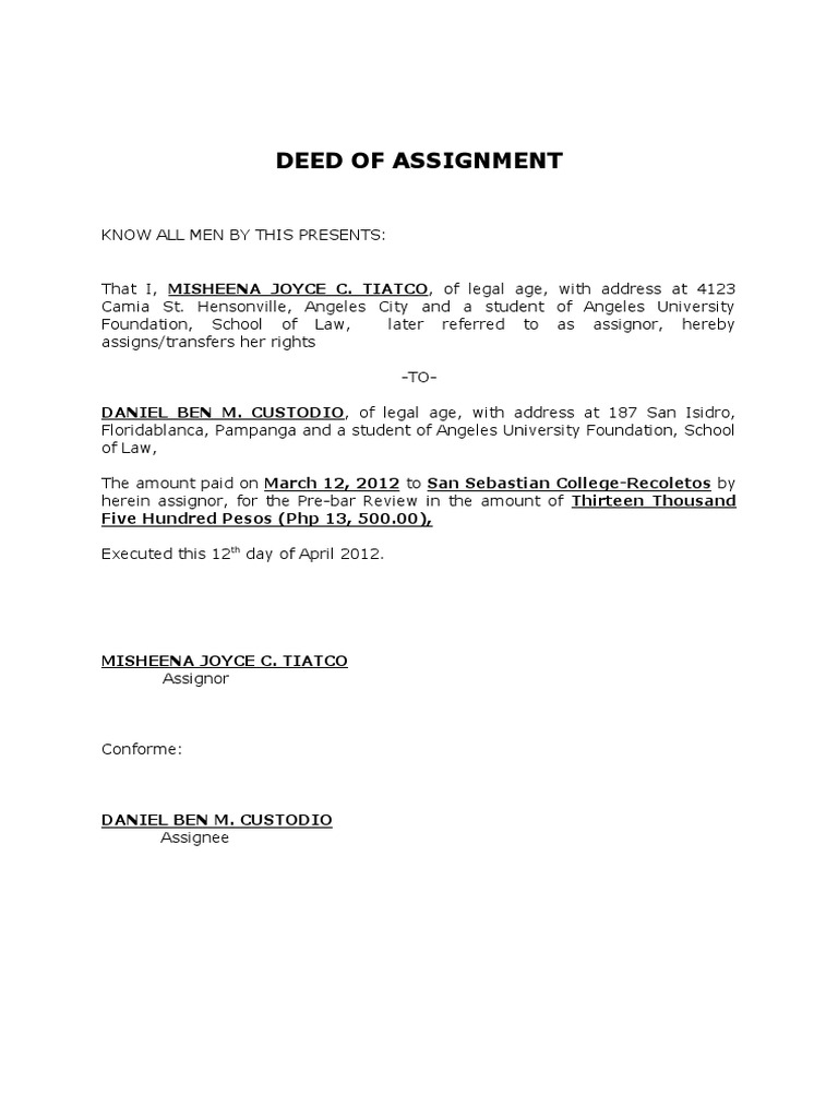 Deed of Assignment | PDF