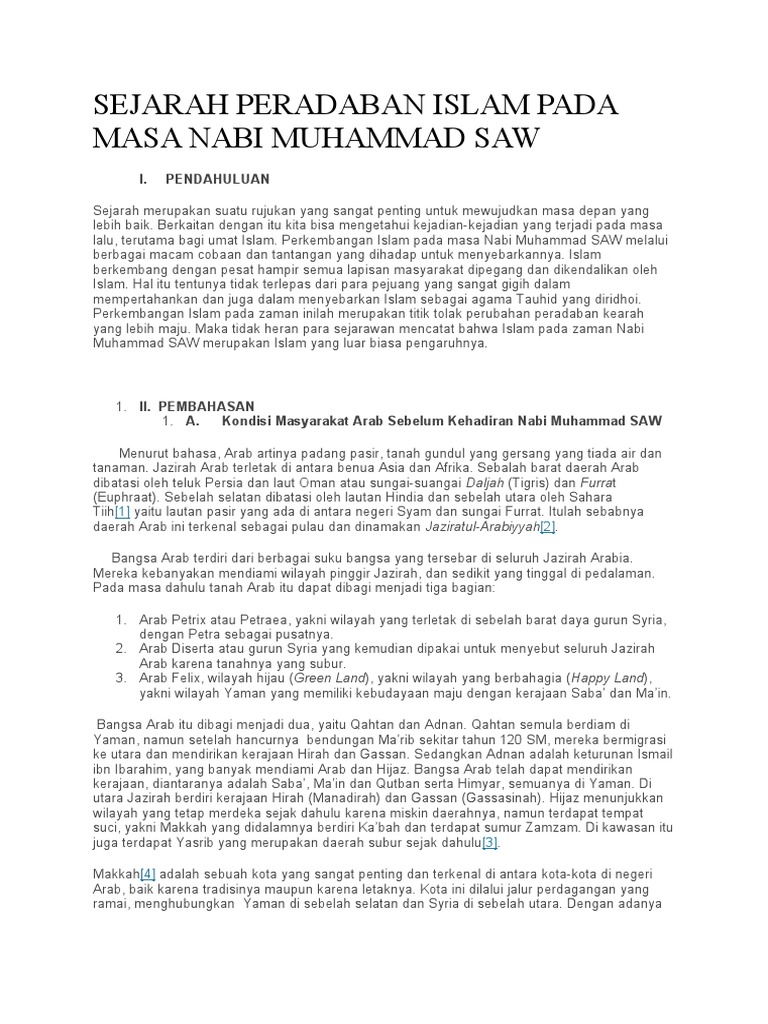 Sejarah Peradaban Islam Pada Masa Nabi Muhammad | PDF