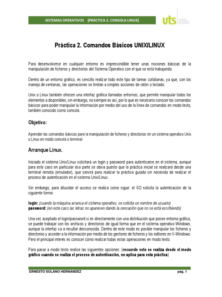 Práctica 2 Linux Comandos Basic | Descargar gratis PDF | Interfaz de línea de comando | Archivo ...