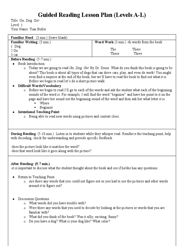 Guided Reading Lesson Plan | PDF | Lesson Plan | Pedagogy