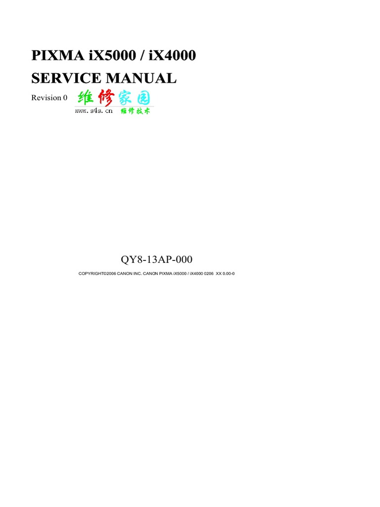 Edoc - Pub - Canon Pixma Ix5000 Ix4000 Service Manual | PDF | Printer (Computing) | Equipment